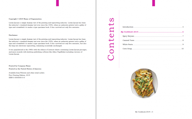 Beautiful cookbook design template in Word