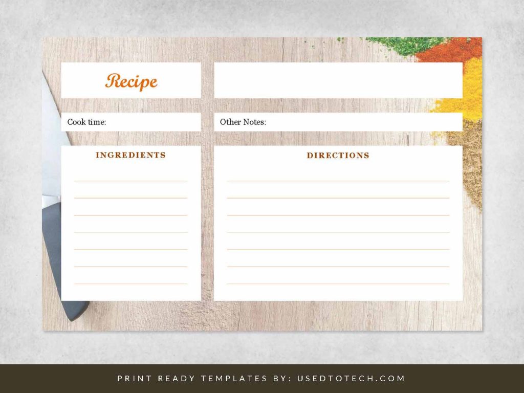 Fancy 4 x 6 recipe card template for Word