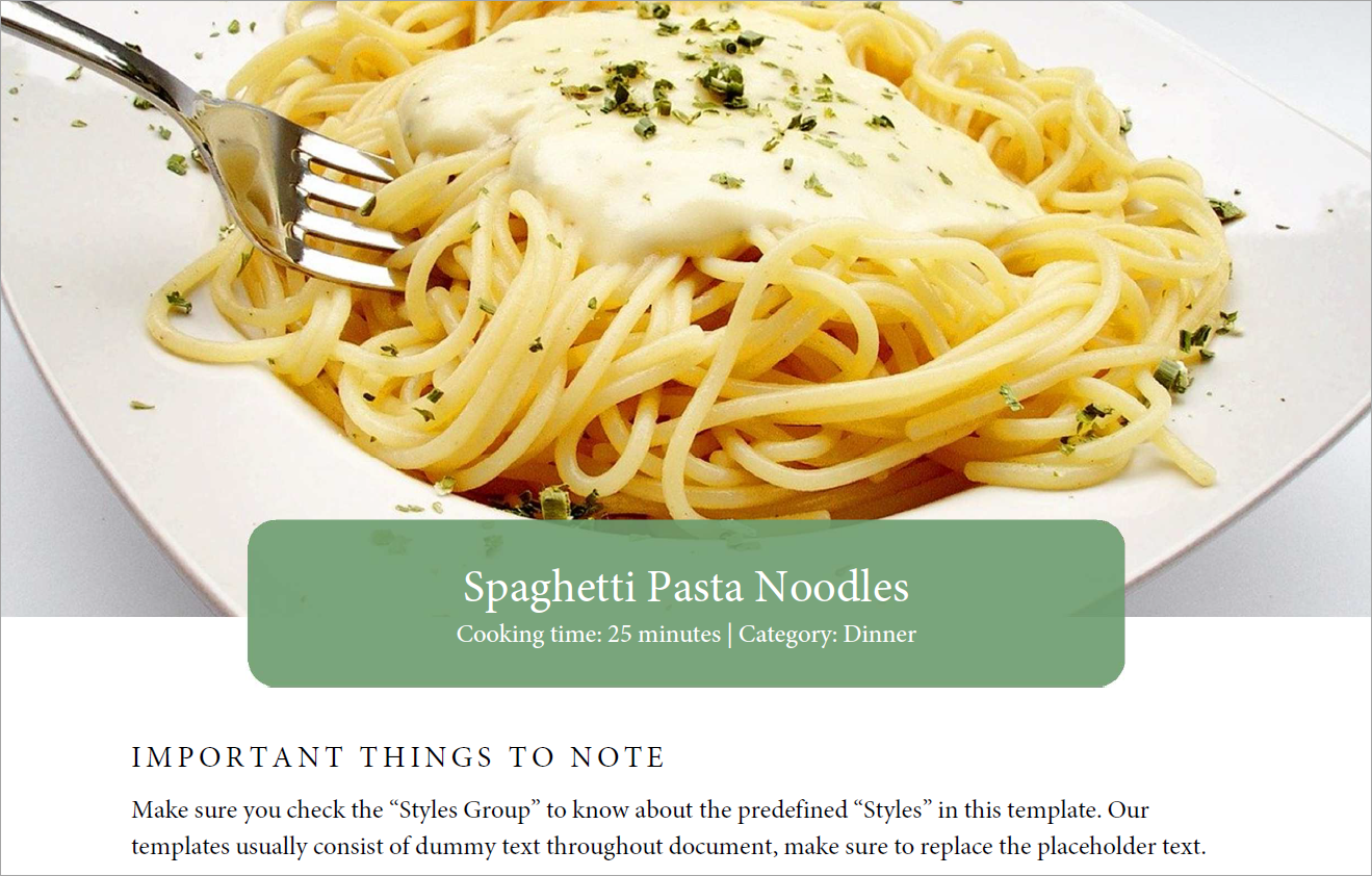 Modern recipe design for Word in print ready A4 paper