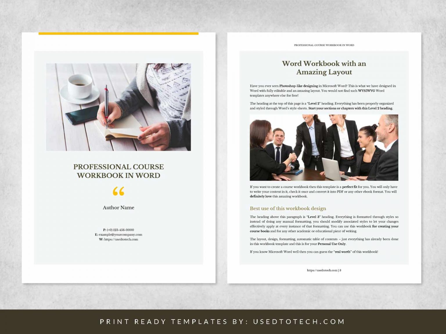Professional course workbook template in Word