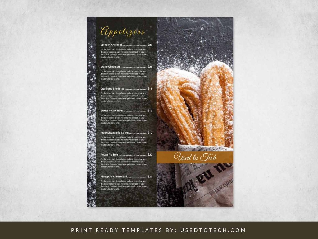 Beautiful menu card design in Word