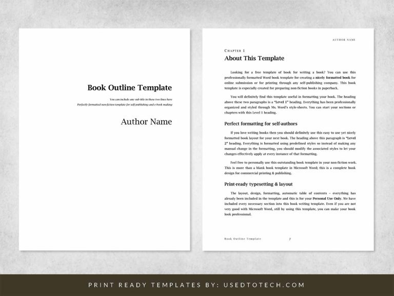 8 5x11 Nonfiction Book Outline Template Used To Tech 8 5x11 Nonfiction Book Outline Template Used To Tech
