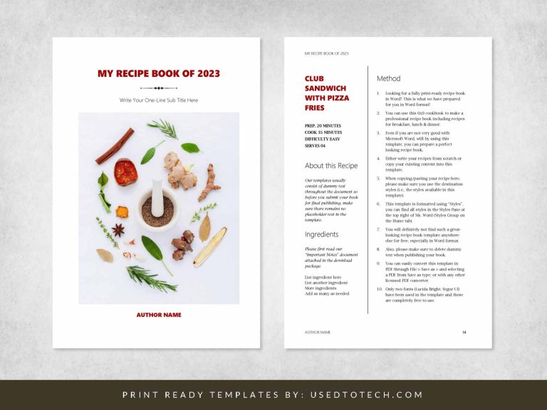 Free Editable Recipe Layouts for Word