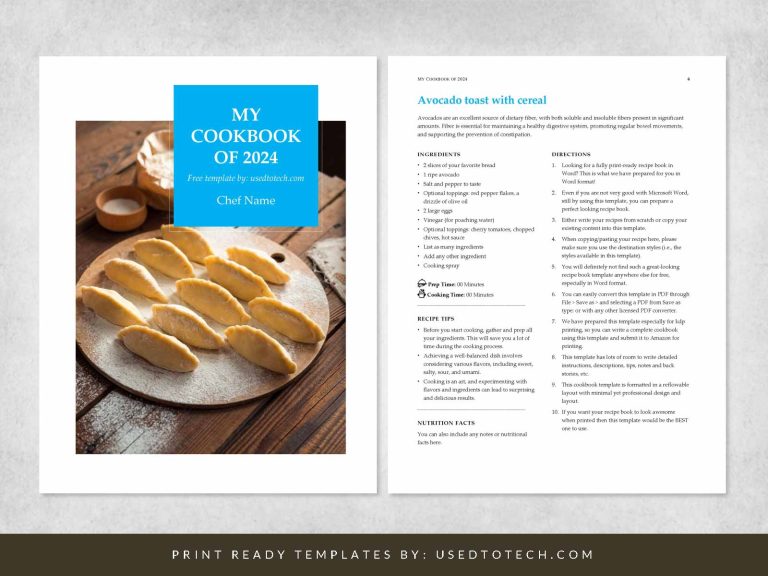Free Editable Recipe Layouts for Word